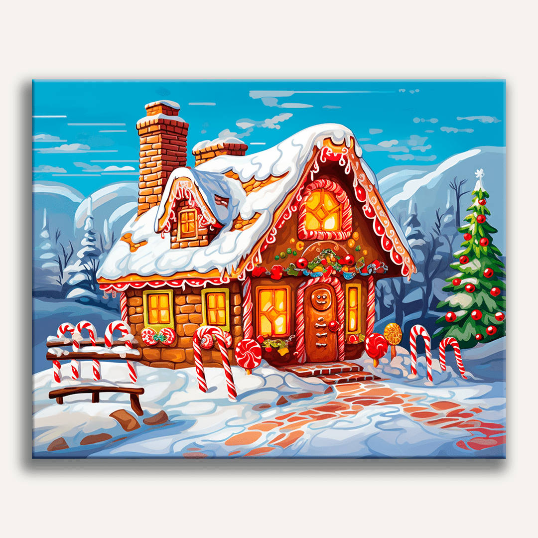 Candy Cane Cottage Paint by Numbers Kit