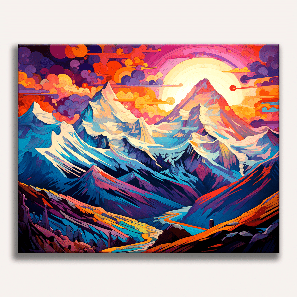 Vibrant Mountain Chain Paint by Numbers Kit